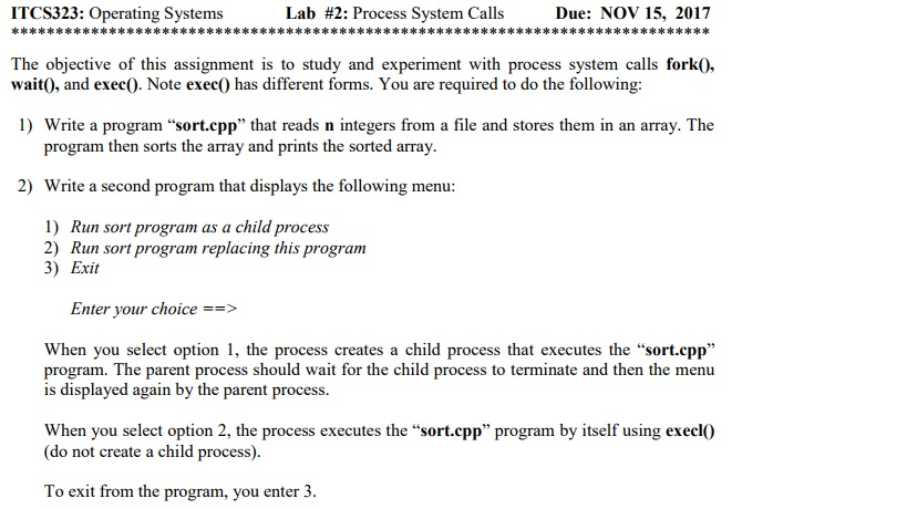 Solved ITCS323: Operating Systems Lab #2: Process System | Chegg.com