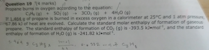 Solved Propane burns in oxygen according to the equation: | Chegg.com
