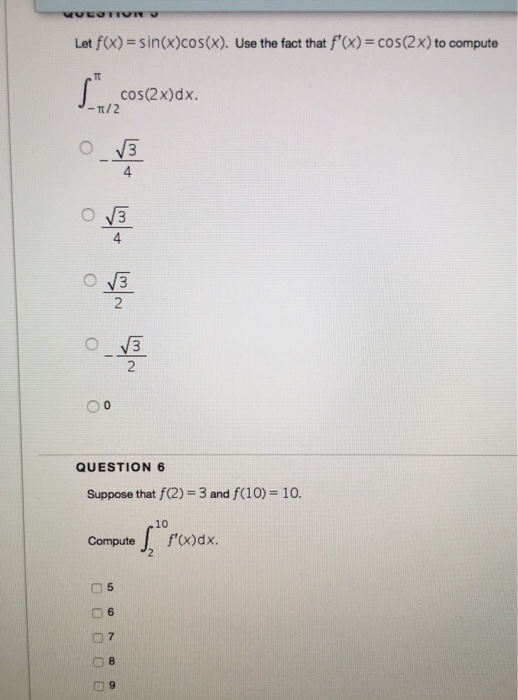 Solved Let f(X) = Sin(x)COS(x). Use the fact that f'(x) = | Chegg.com