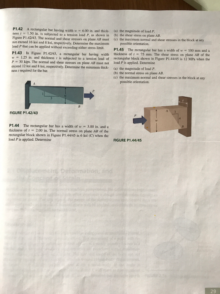 Solved P1.42 A rectangular bar having width w 6.00 in, and | Chegg.com