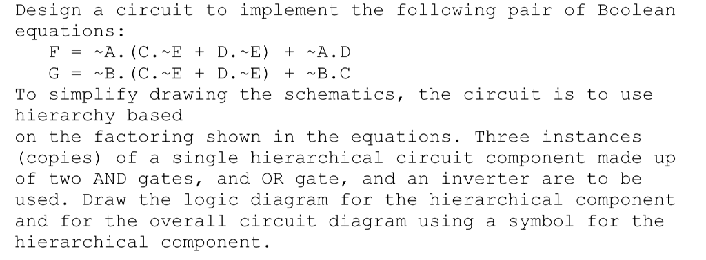 Solved Design a circuit to implement the following pair of | Chegg.com