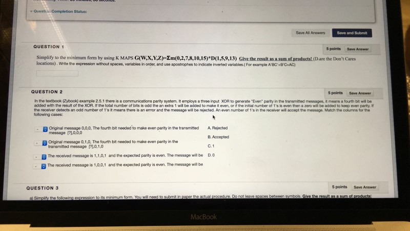Solved Questo. Completion Status: Save All Answers Save and | Chegg.com