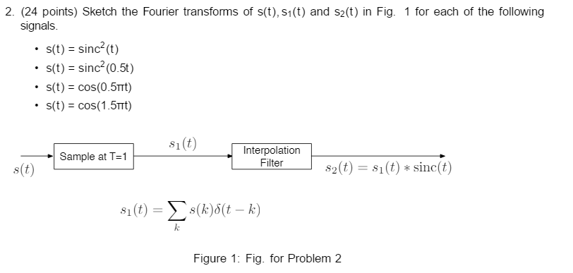 Sketch the Fourier transforms of s(t), s_1(t) and | Chegg.com Sketch the Fourier transforms of s(t), s_1(t) and | Chegg.com