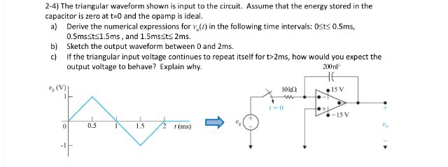 Solved 2-4) The triangular waveform shown is input to the | Chegg.com