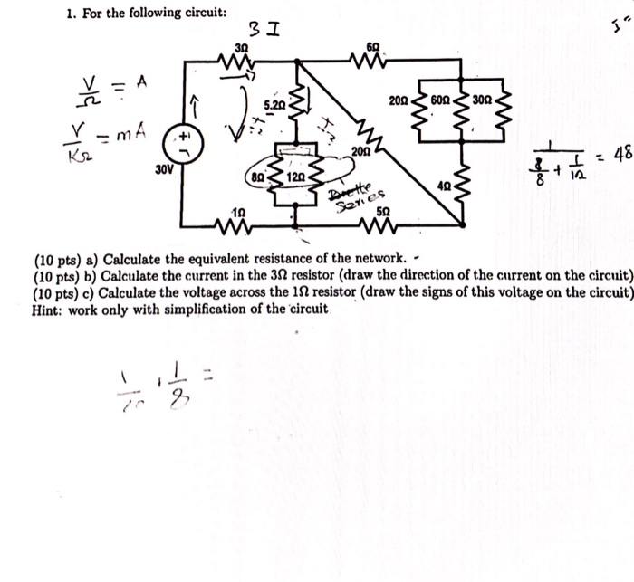 Solved For the following circuit: Calculate the equivalent | Chegg.com