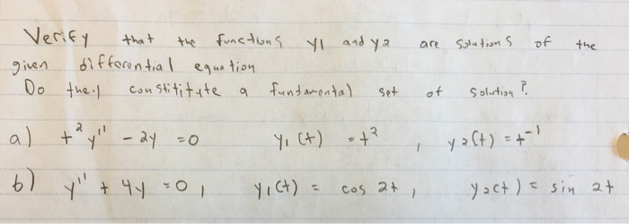 Solved Verify that the functions y_1 and y_2 are solutions | Chegg.com