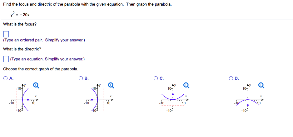 Solved Find the focus and directrix of the parabola with the | Chegg.com