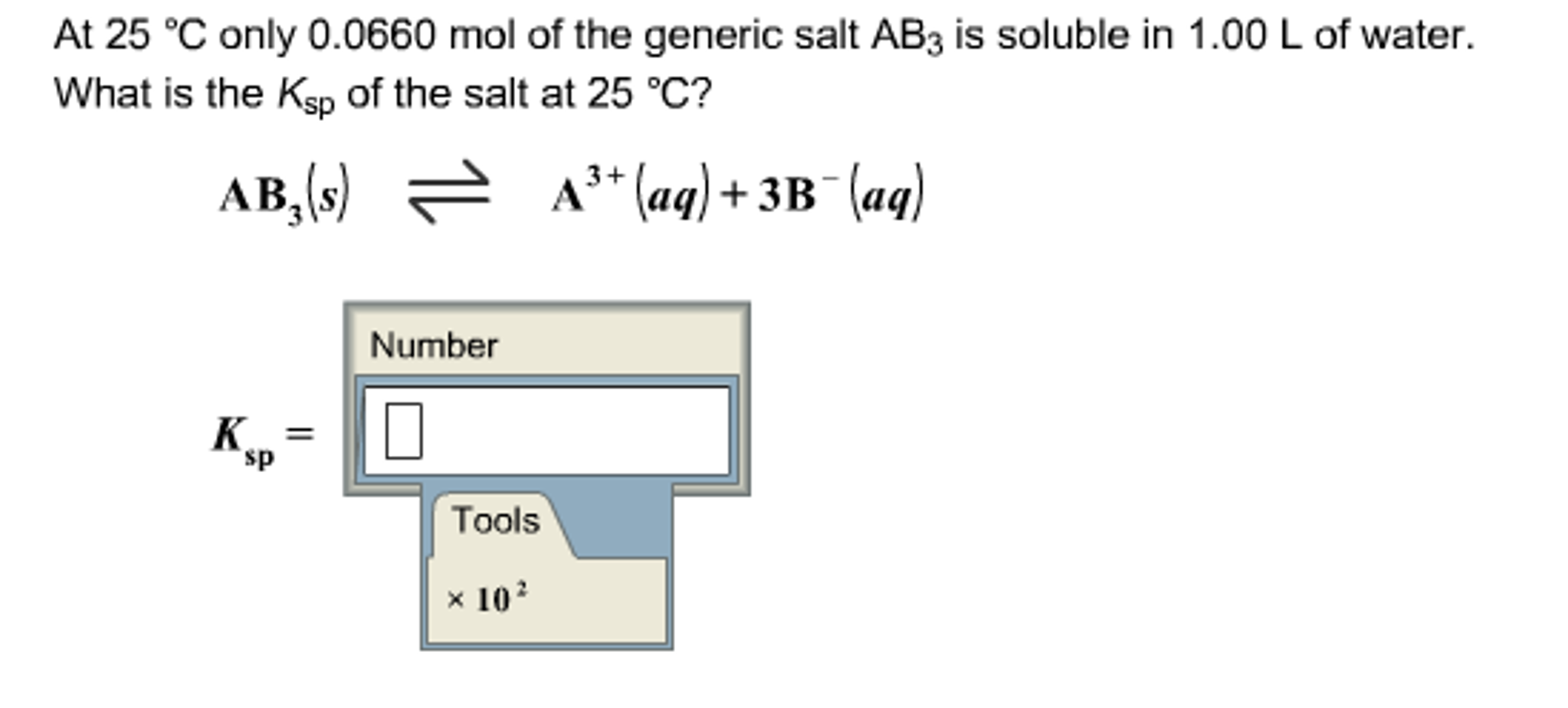 Solved At 25 degree C only 0.0660 mol of the generic salt | Chegg.com