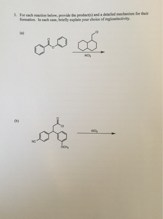 Solved For each reaction below, provide the product(s) and a | Chegg.com