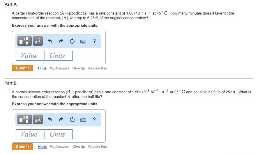 Solved A certain first-order reaction (Arightarrowproducts) | Chegg.com