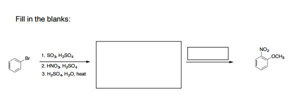 Solved Fill in the blanks 1. SO3 H2SO4 Br 2. HNO3 H2SO4 3. | Chegg.com