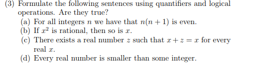 Solved (3) Formulate the following sentences using | Chegg.com