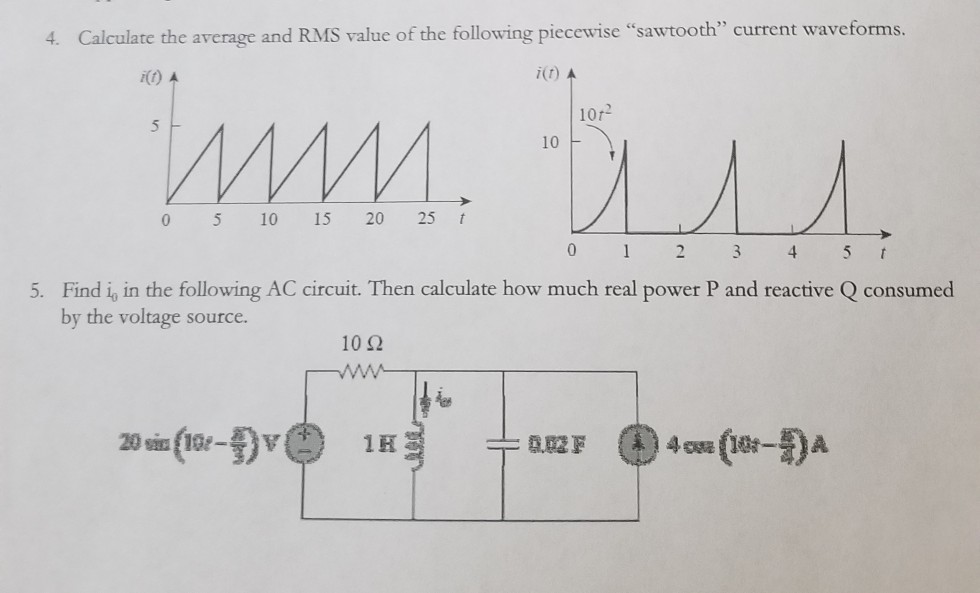 Solved 4. Calculate the average and RMS value of the | Chegg.com