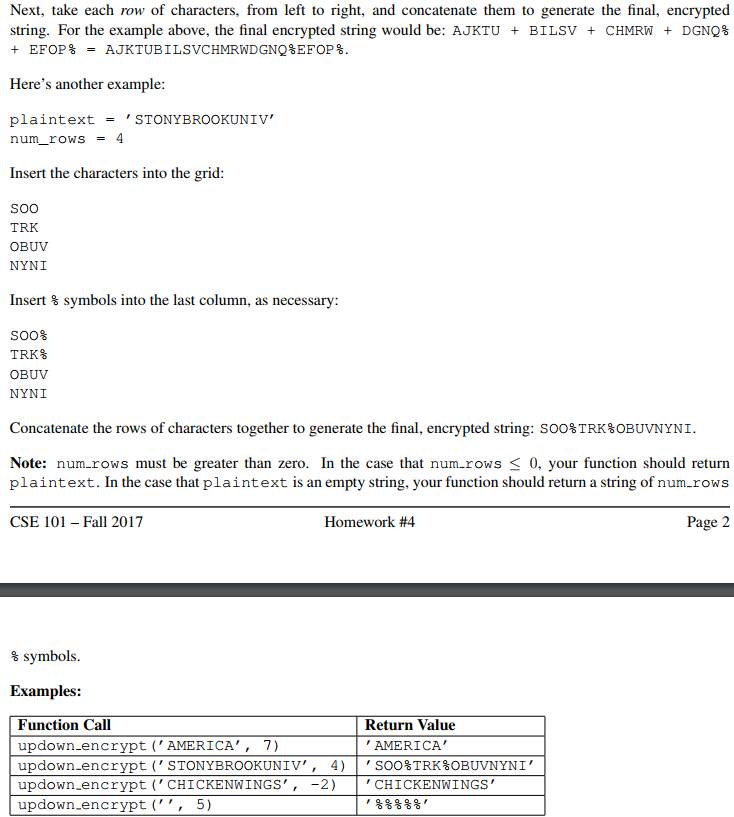 Solved Write a function updown encrypt ) that takes the | Chegg.com
