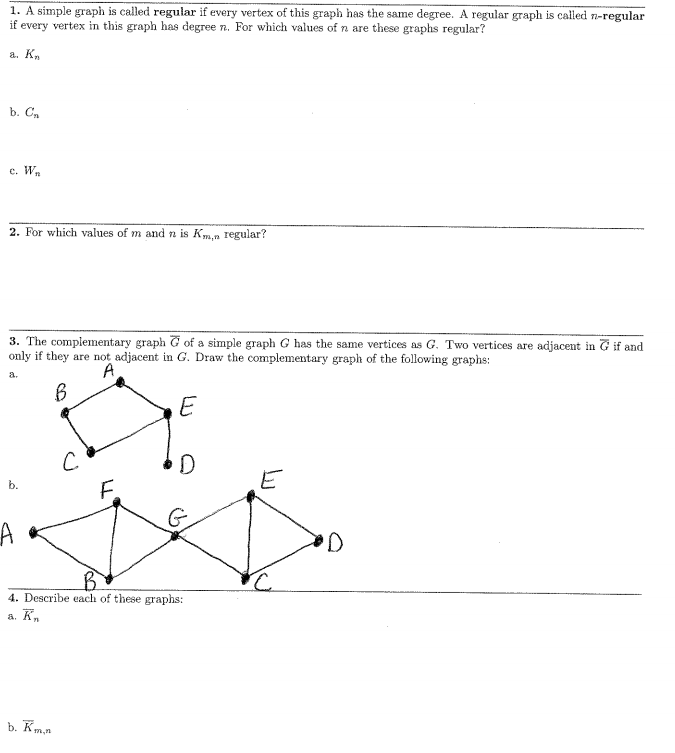 A simple graph is called regular if every vertex of | Chegg.com