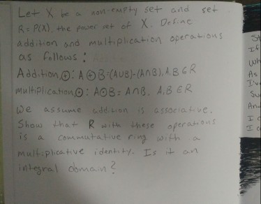 Solved Let X be a non-empty set and set R = P (X) the power | Chegg.com