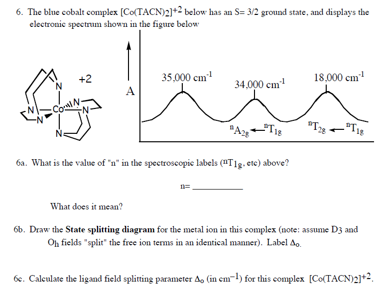 Solved The blue cobalt complex [Co(TACN)_2]^+2 below has an | Chegg.com