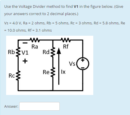 Solved Use the Voltage Divider method to find V1 in the | Chegg.com