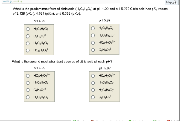 What is the predominant form of citric acid at pH | Chegg.com