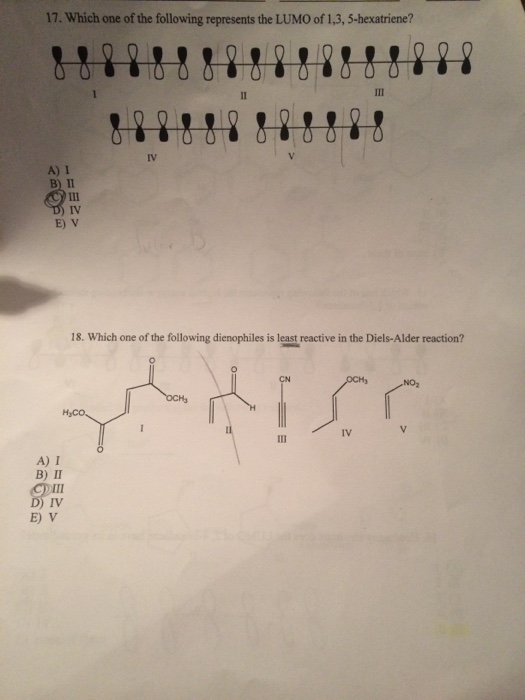 Solved 17. Which of the following represents the LUMO of | Chegg.com