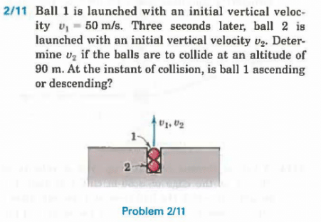 Solved 2/11 Ball 1 is launched with an initial vertical | Chegg.com