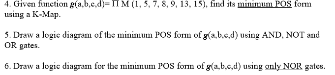 Solved 4. Given function g(a,b,c,d)- IIM (1, 5, 7, 8, 9, 13, | Chegg.com