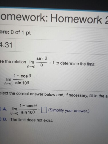 Solved The relation lim_theta rightarrow 0 sin theta/theta | Chegg.com