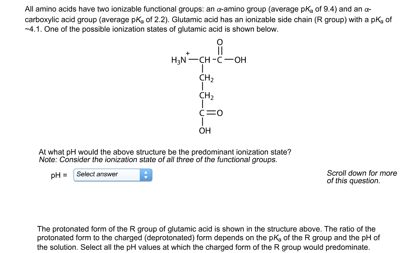 Solved All amino acids have two ionizable functional groups: | Chegg.com