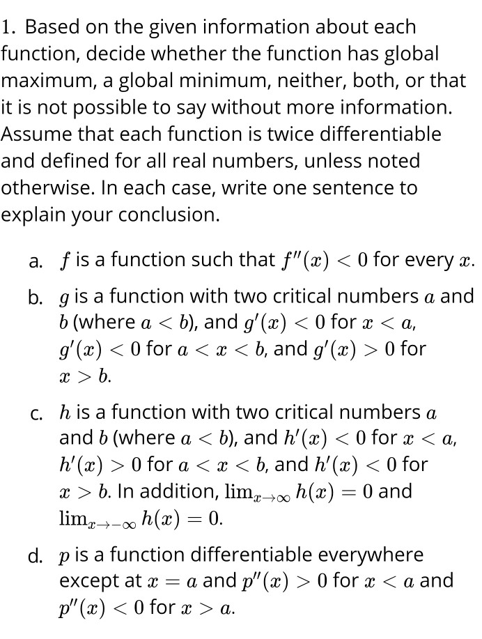 Solved 1. Based on the given information about each | Chegg.com