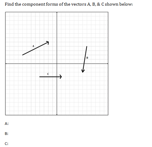 Solved Find the component forms of the vectors A, B, & C | Chegg.com