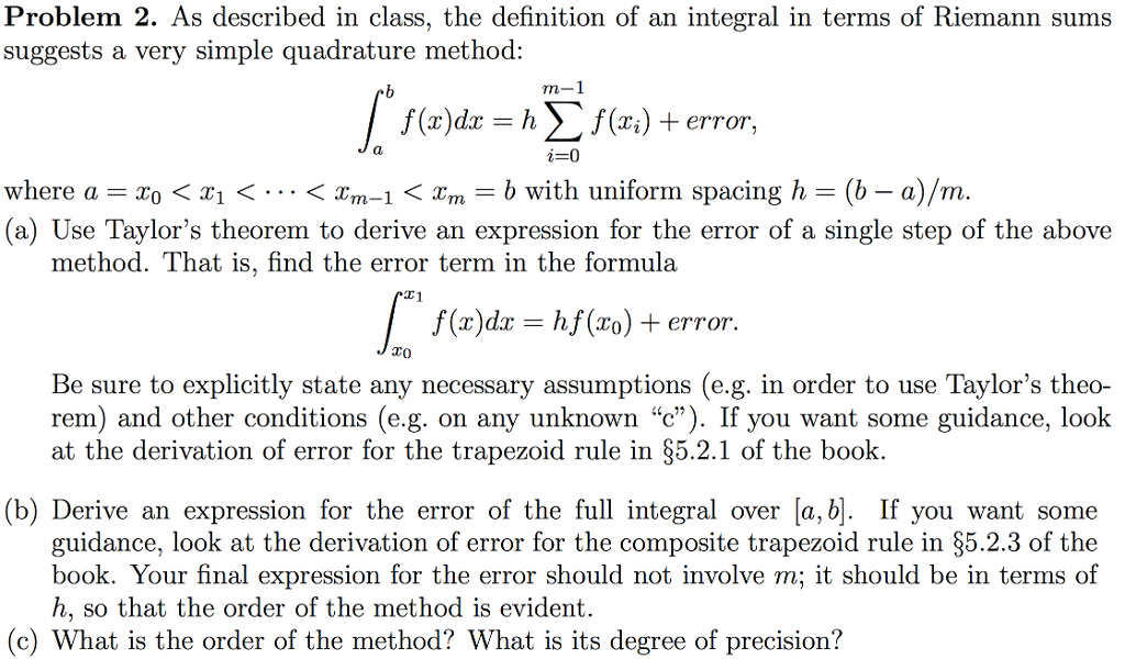 Solved Problem 2. As described in class, the definition of | Chegg.com