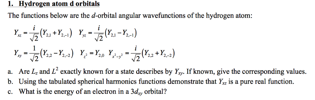 The Functions Below Are The D Orbital Angular