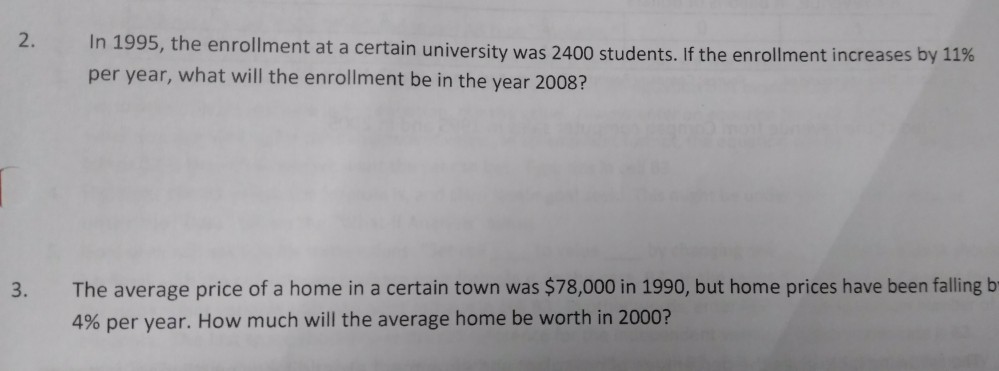 Solved Writing Linear and Exponential Models Practice For | Chegg.com