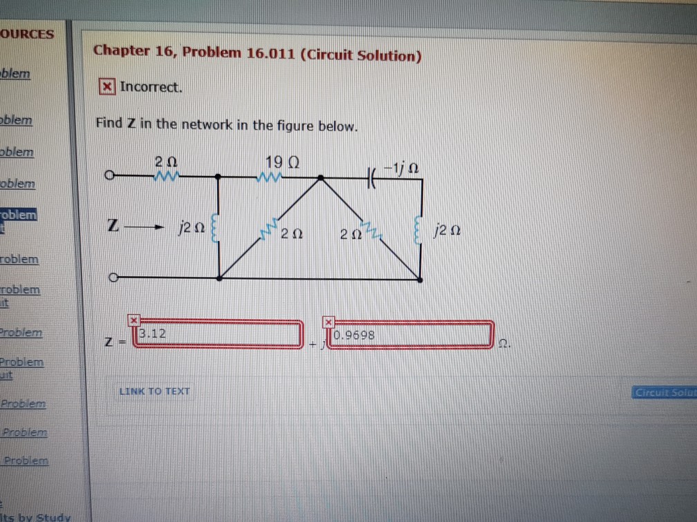 Solved OURCES Chapter 16, Problem 16.011 (Circuit Solution) | Chegg.com