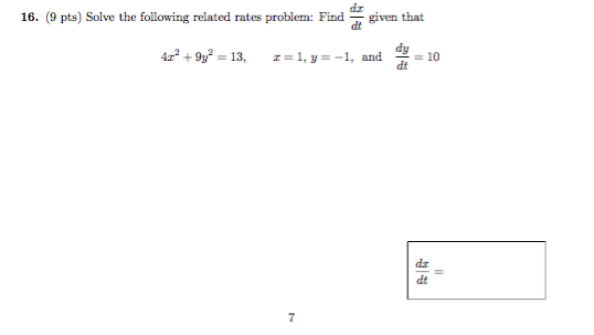 Solved Solve the following related rates problem: Find dx/dt | Chegg.com