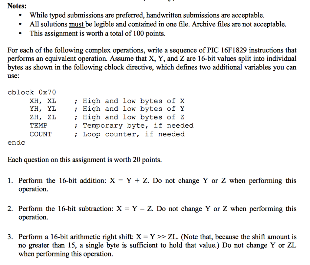 Solved For Each Of The Following Complex Operations Write A
