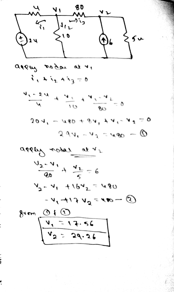 (Solved Homework): Using the node-voltage method, find and report the ... (Solved Homework): Using the node-voltage method, find and report the ...
