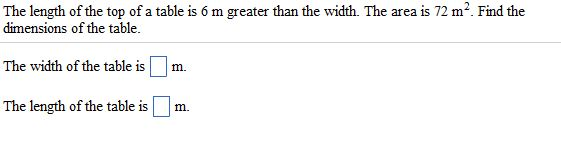 Solved The length of the top of a table is 6 m greater than | Chegg.com