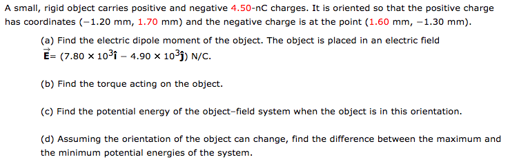 Solved A small, rigid object carries positive and negative | Chegg.com