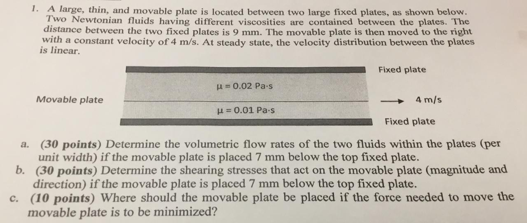 Solved 1. A large, thin, and movable plate is located | Chegg.com