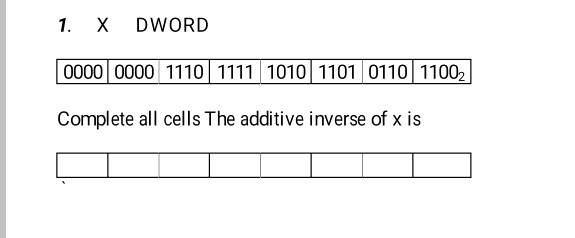 Solved 1. X DWORD 0000 0000 1110 1111 1010 1101 0110 1100 | Chegg.com