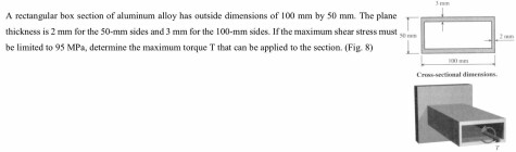 Solved A rectangular box section of aluminum alloy has | Chegg.com