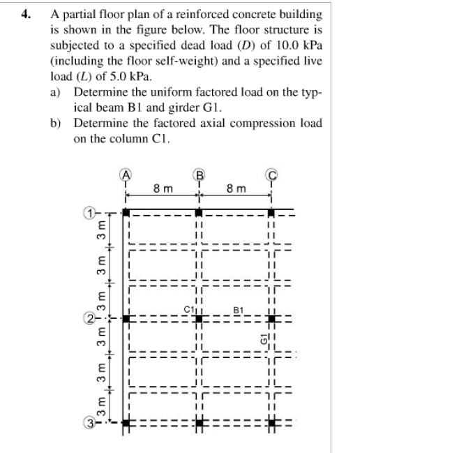 Solved Partial floor plan of reinforced concrete building is | Chegg.com