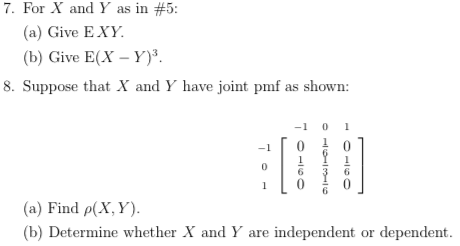 Solved 7. For X and Y as in #5: (a) Give E xy. (b) Give | Chegg.com