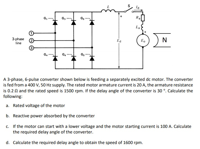Solved G1 Gs 3-phase line Ed G4 G6 A 3-phase, 6-pulse | Chegg.com