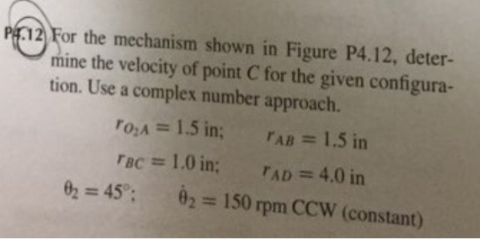 Solved For the mechanism shown in Figure P4.12, determine | Chegg.com