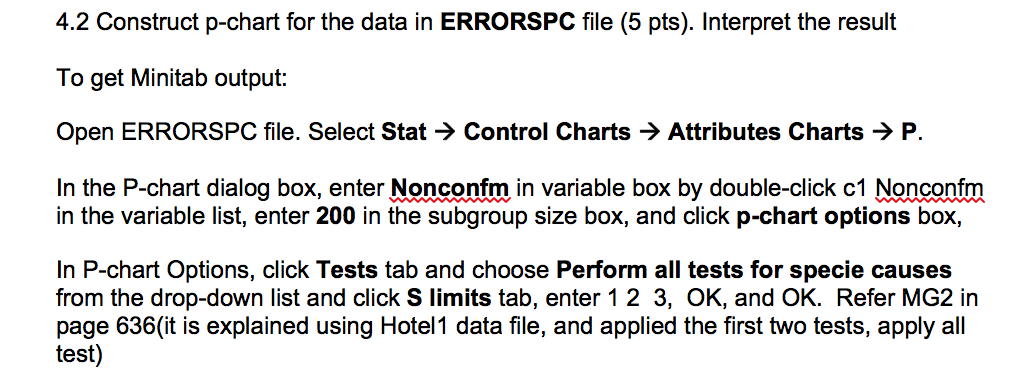 Solved 4.2 Construct p-chart for the data in ERRORSPC file | Chegg.com