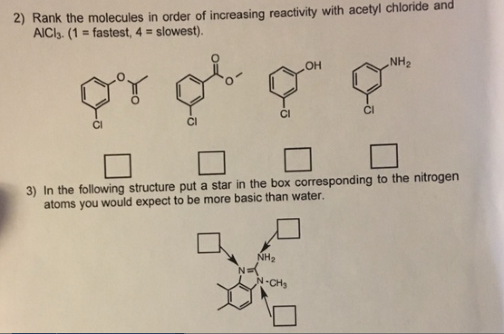 Solved Rank the molecules in order of increasing reactivity | Chegg.com