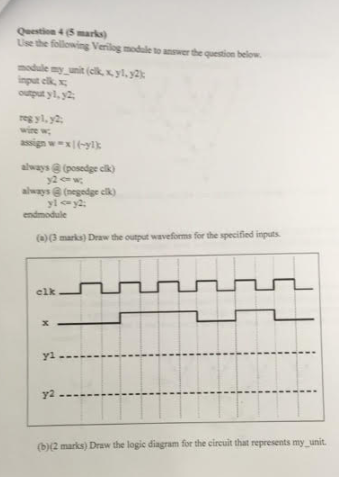 Solved Question 4 (5 marks) Use the foliowing Verilog module | Chegg.com