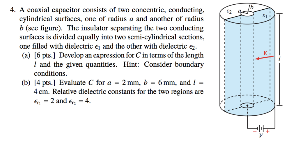Solved 4. A coaxial capacitor consists of two concentric, | Chegg.com